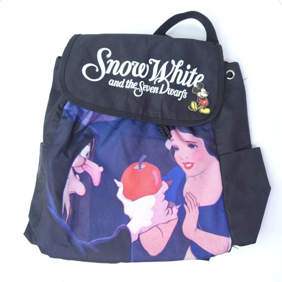 Disney | Bags | Disney Snow White Seven Dwarfs Backpack Black Canvas ...